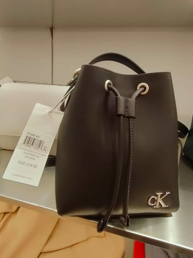 Calvin Klein Minimal Mono Bucket Bag, Women's Fashion, Bags & Wallets ...