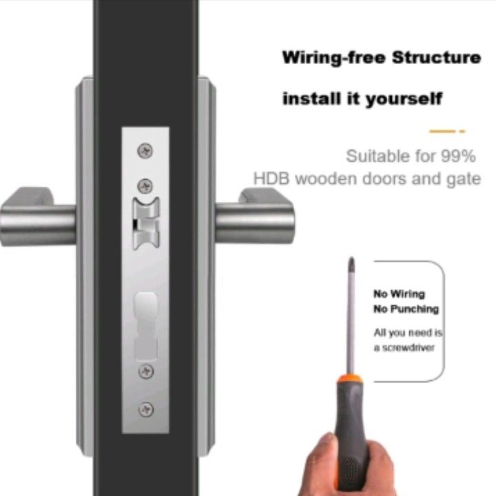 Gate Smart Digital Lock Double Sided Fingerprint for BTO HDB App Tuya ...