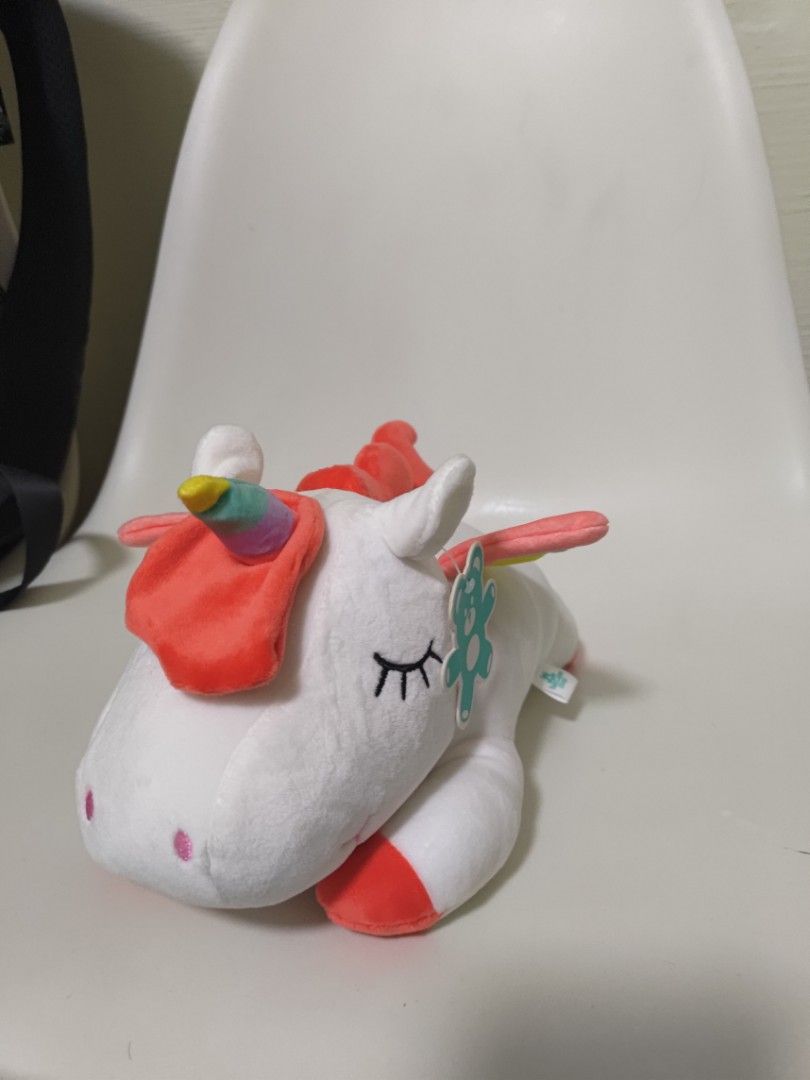 Colourful wings and horn white unicorn plush / plushie, Hobbies & Toys ...