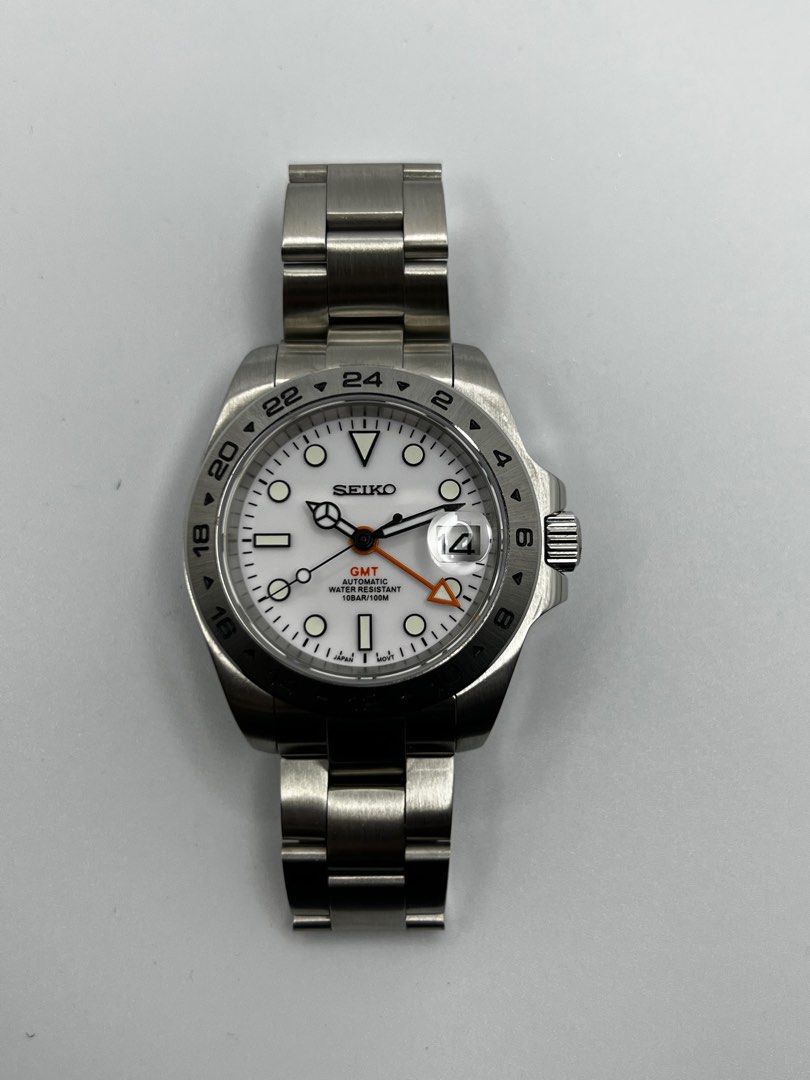 Custom Seiko Mod White Polar Explorer 2 GMT, Men's Fashion, Watches ...