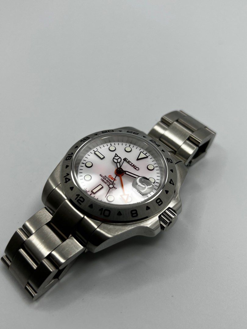 Custom Seiko Mod White Polar Explorer 2 GMT, Men's Fashion, Watches ...