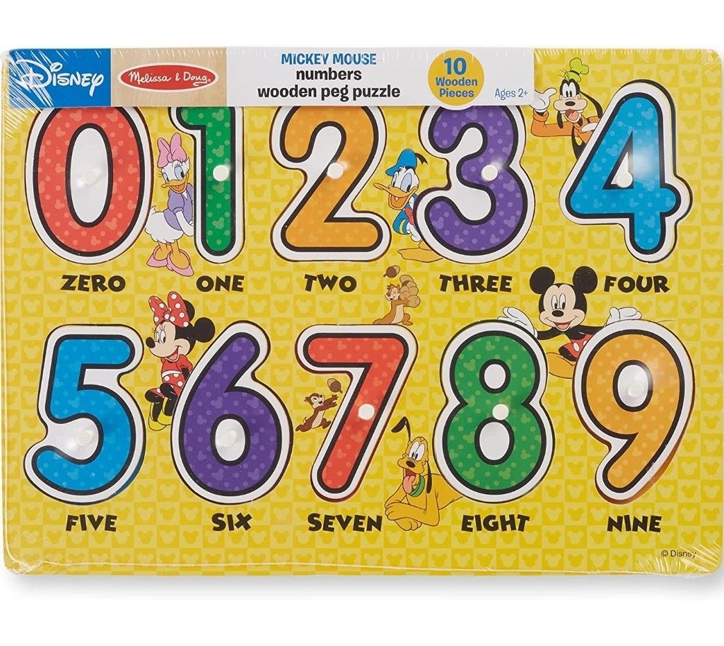 EUC Melissa & Doug Disney Mickey Mouse Clubhouse Numbers Wooden Peg ...