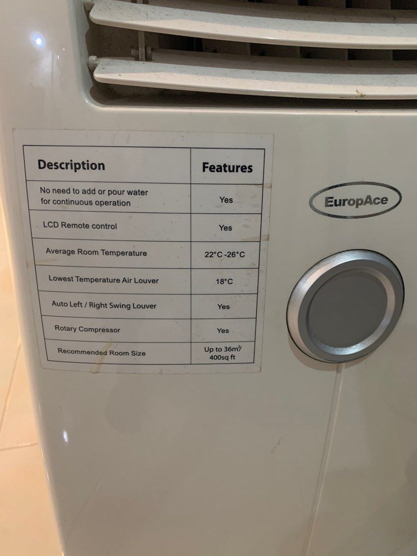 Europace Portable Aircon 20000 BTU, TV & Home Appliances, Air ...