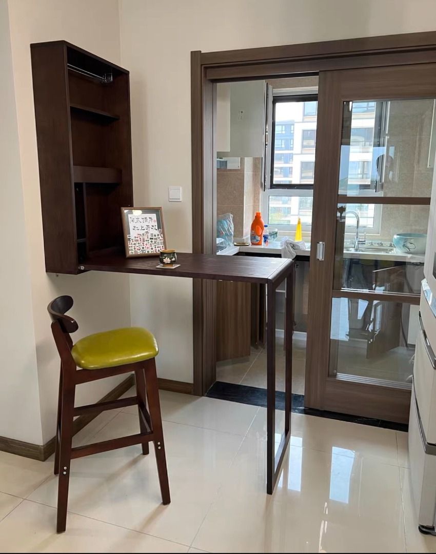 Folding Table Solid Wood Wall Hanging with Shelf Dining Table/Desk ...