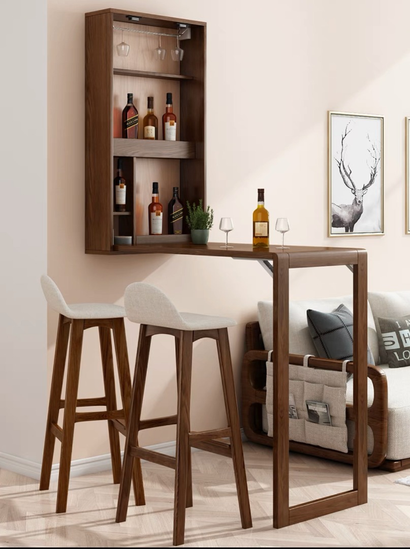 Folding Table Solid Wood Wall Hanging with Shelf Dining Table/Desk ...