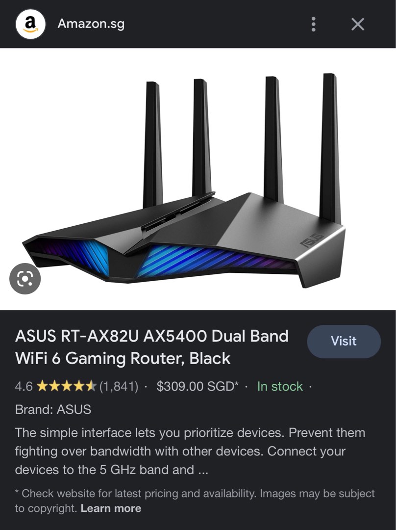 Gaming Router ASUS AX5400 Wifi6 (dual band ), Computers & Tech, Parts ...