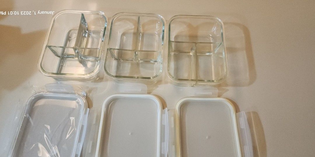 Glass container with divider, Furniture & Home Living, Kitchenware ...