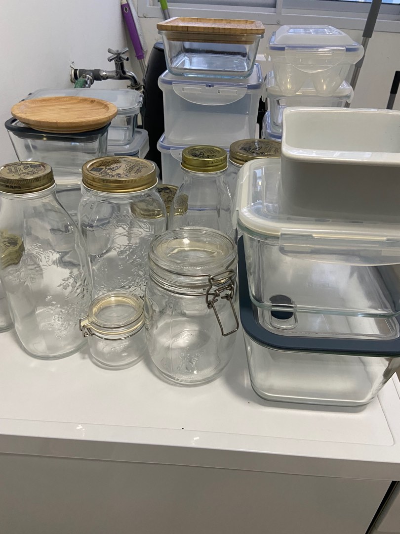 Glass containers and lock and lock containers, Furniture & Home Living ...