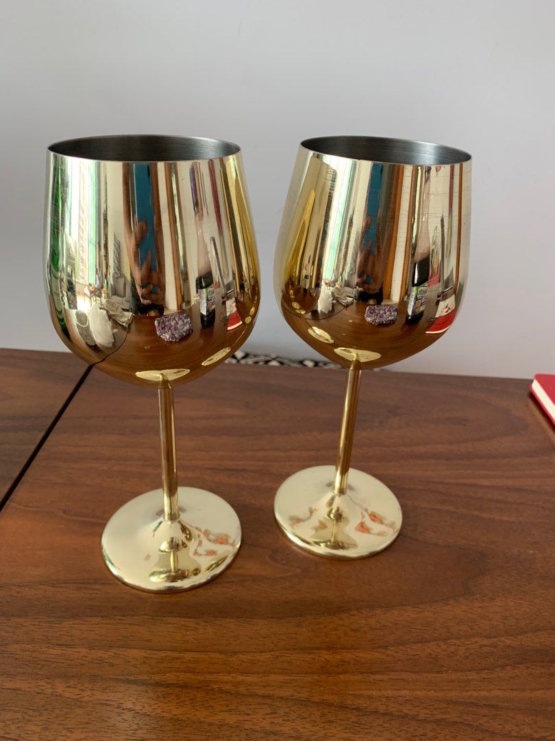 Gold goblets (metal), Furniture & Home Living, Kitchenware & Tableware ...