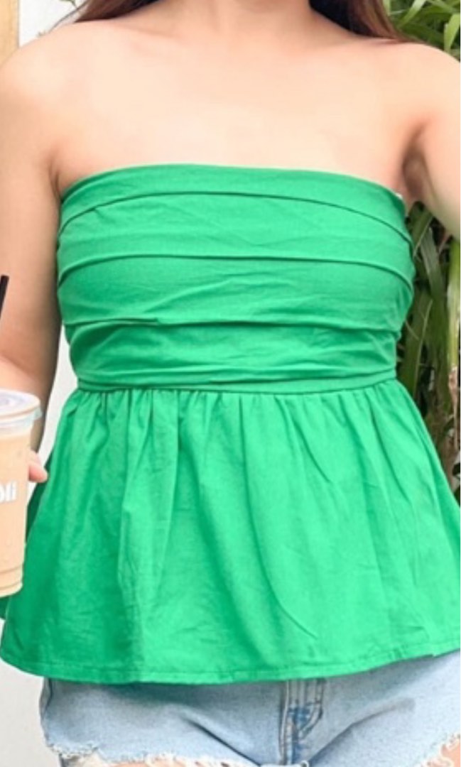 Green Layered Tube Top, Women's Fashion, Tops, Sleeveless on Carousell