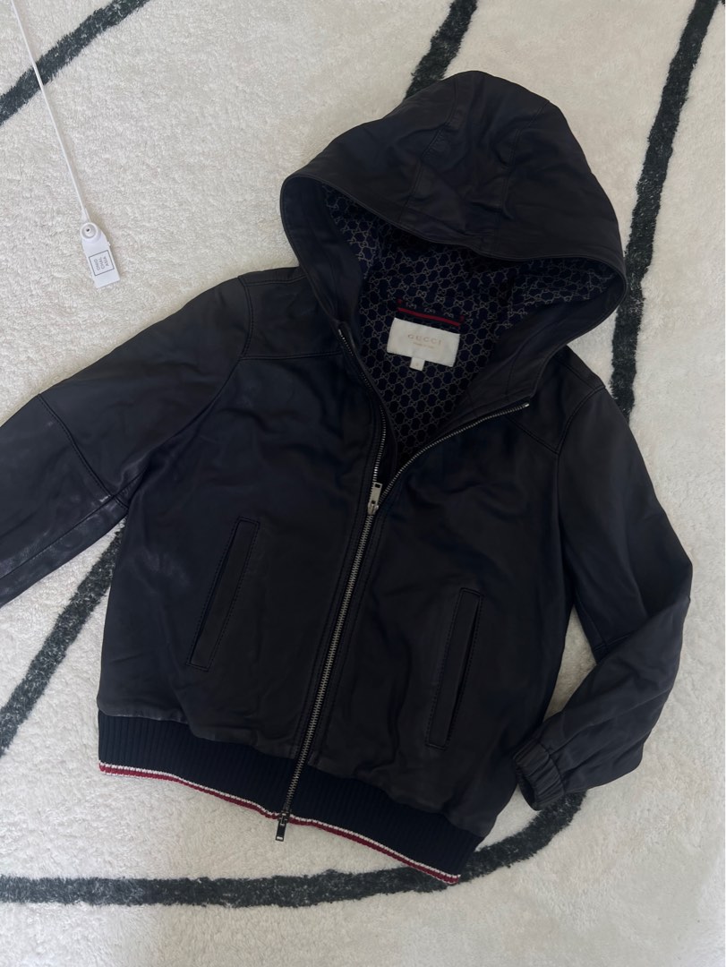 GUCCI Genuine Leather Jacket in Navy for Kids 3 - 4 yo Authentic Gucci ...