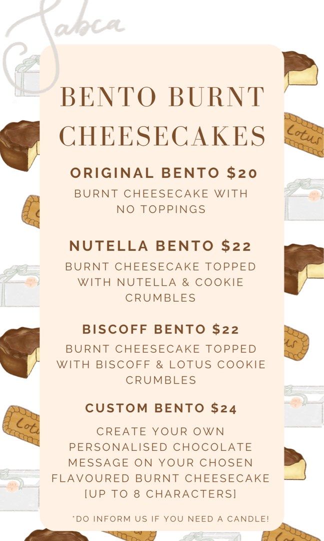 Halal bento burnt cheesecake, Food & Drinks, Homemade Bakes on Carousell