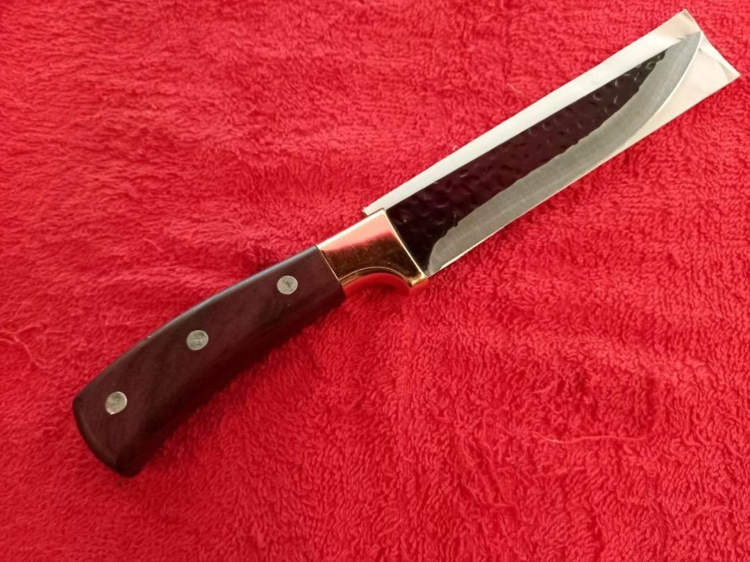 Hammer Forged Full Tang Butcher Knife with Brass Rivet Wood Resin ...