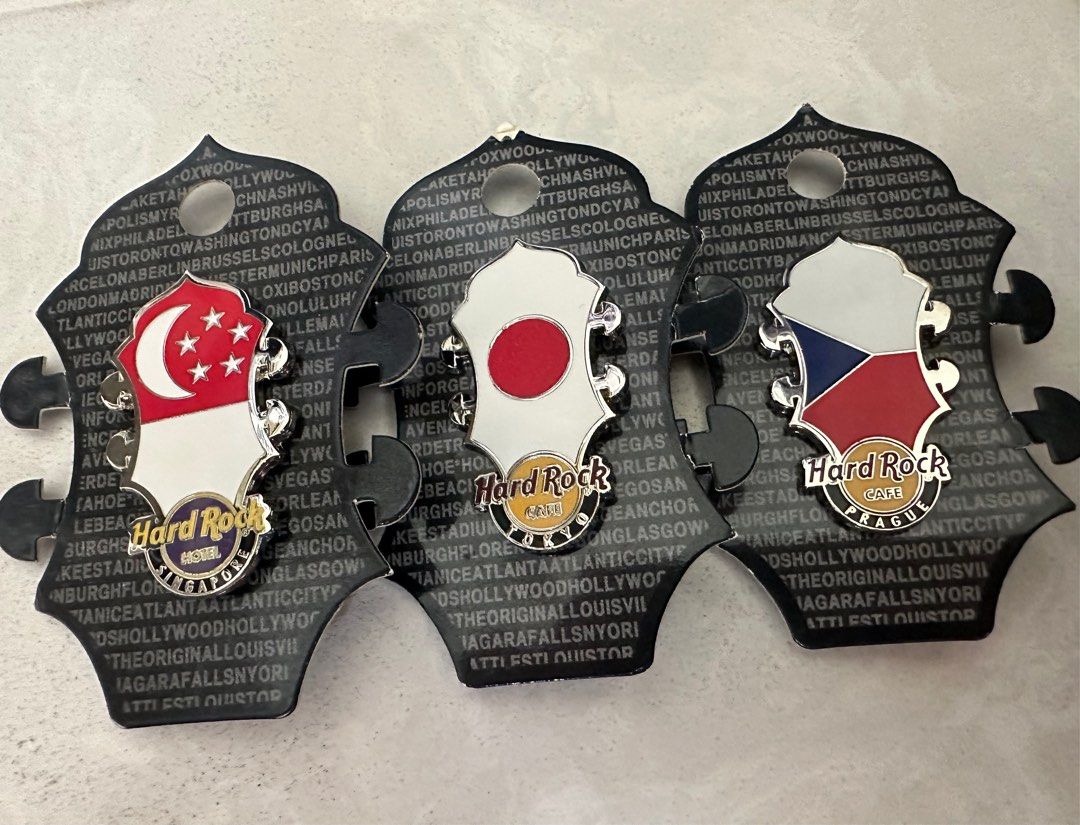 Hard Rock Cafe pins x 3 from Singapore, Tokyo and Prague, Hobbies ...