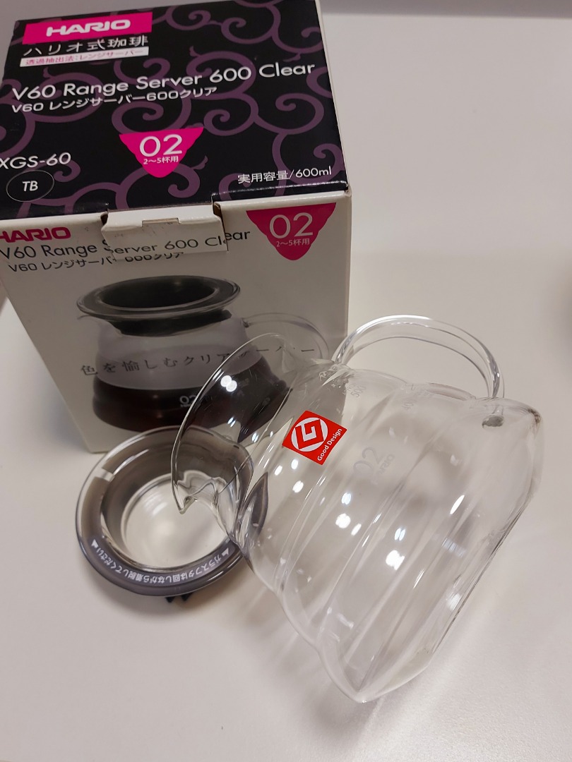 HARIO V60 雲朵耐熱玻璃咖啡壺 手沖咖啡下壺 hand drip coffee server 600ml MIJ 日本製, 家庭電器 ...