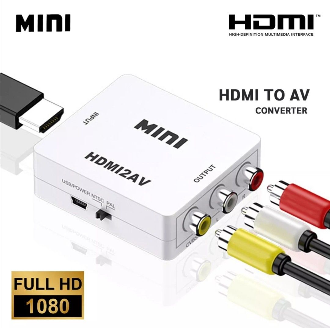 HDMI to AV Adapter HD 1080P Video Converter Box Mini HDMI to AV RCA ...