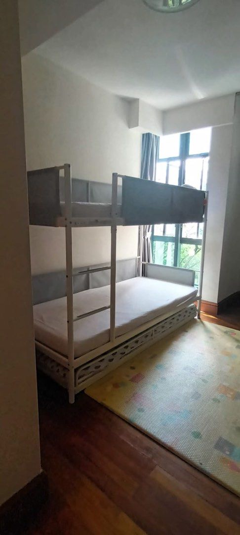 IKEA vitval 3 level bunk bed with mattress, Furniture & Home Living ...