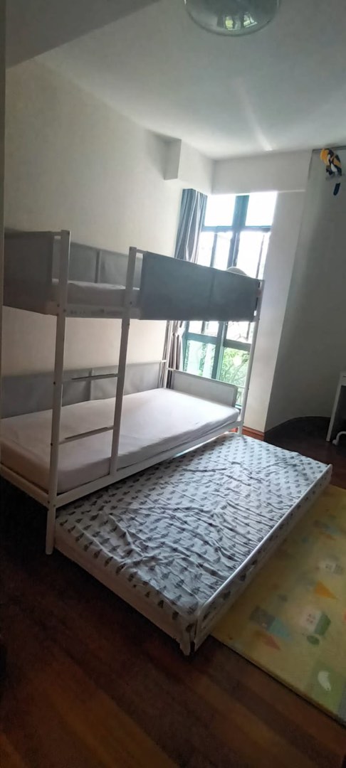 IKEA vitval 3 level bunk bed with mattress, Furniture & Home Living ...