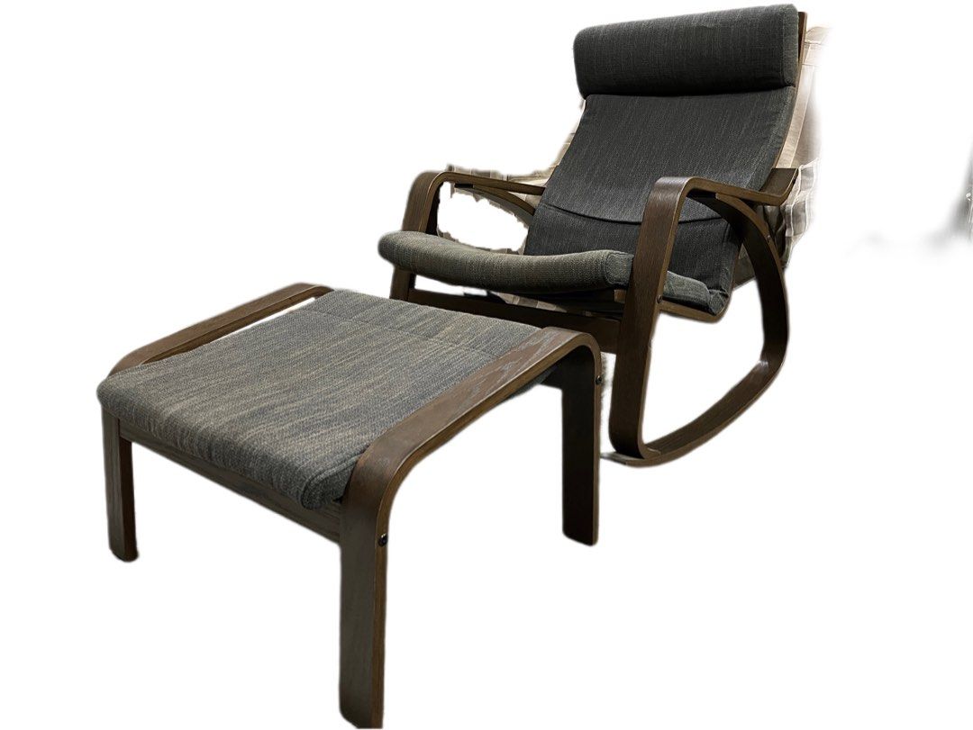 IKEA Poang Rocking Chair + Footstool, Furniture & Home Living ...