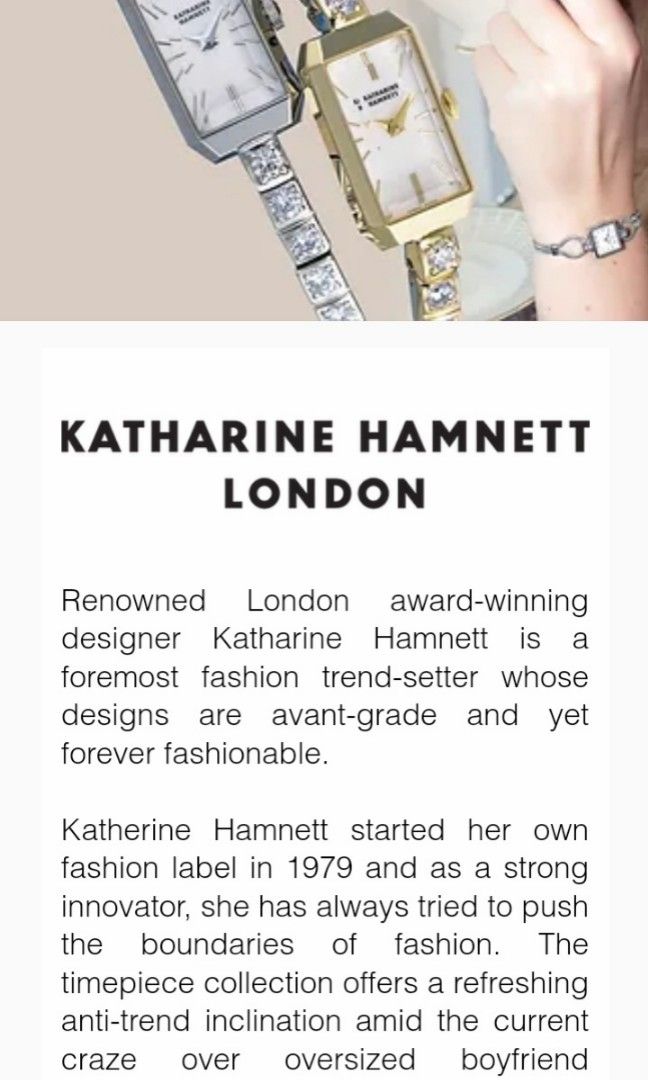 Katharine Hamnett Watch in Gold, Art Deco Style., Luxury, Watches on ...
