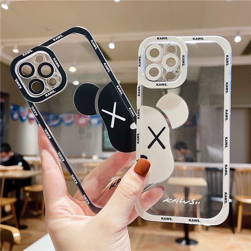 Kaws Bear Border Print Straight Edge Design For iPhone 14 iPhone 14 Pro ...