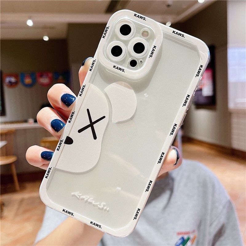 Kaws Bear Border Print Straight Edge Design For iPhone 14 iPhone 14 Pro ...