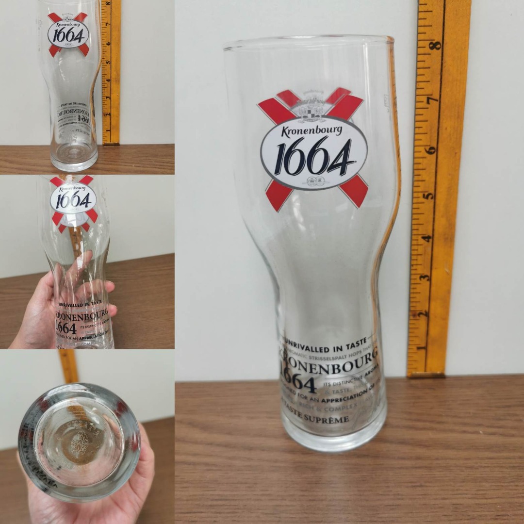 KRONENBOURG 1664 COLLECTIBLE PINT NUCLEATED BEER GLASS, Furniture ...