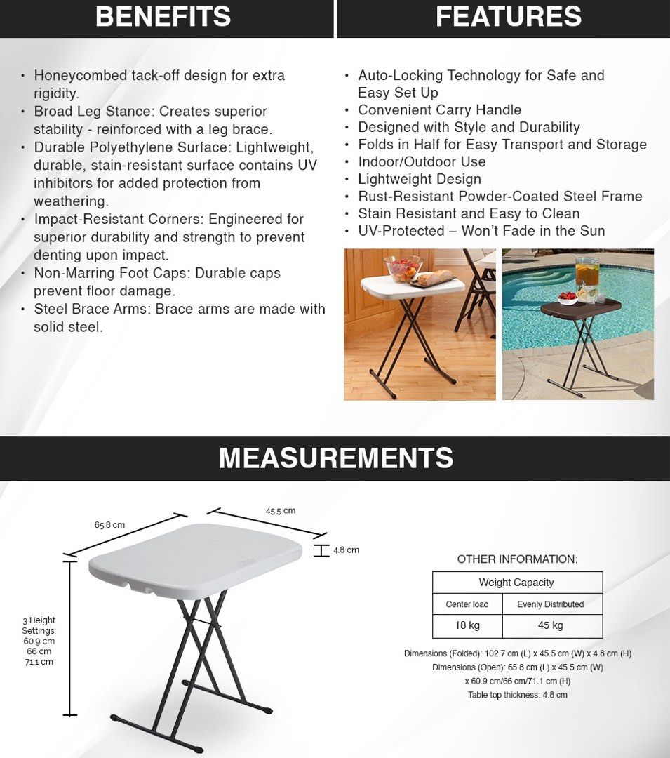 Lifetime Folding Table, Furniture & Home Living, Furniture, Tables ...