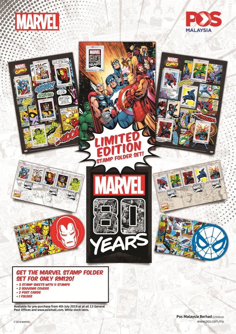 Limited Edition Official Pos Office Marvel 80 years Stamp Folder ...