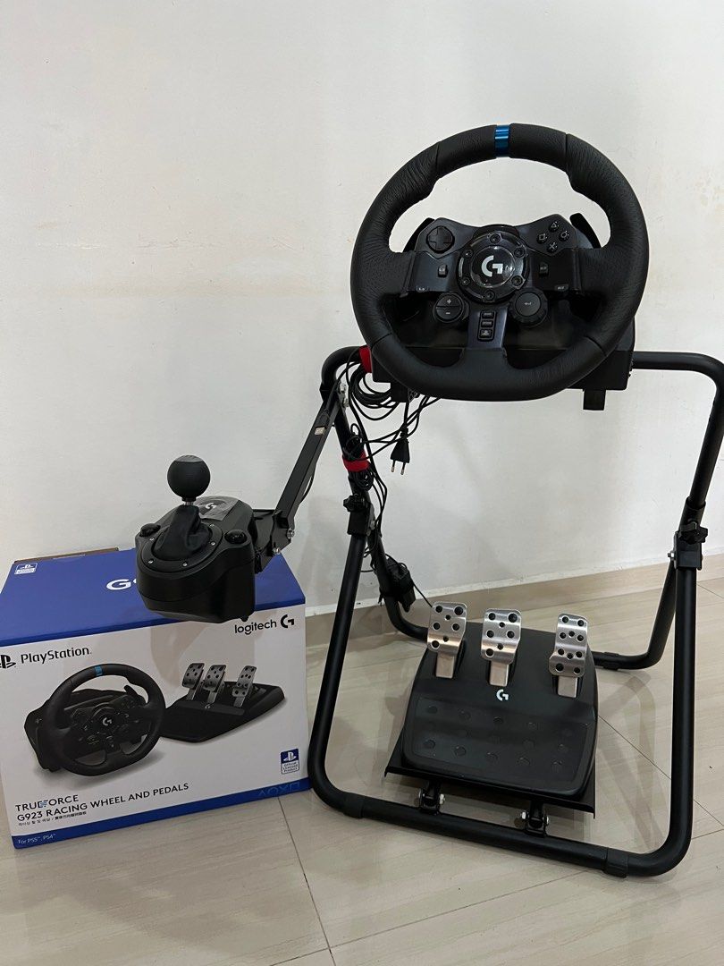 Logitech G923 Racing Wheel and Pedal + rig, Video Gaming, Video Game ...
