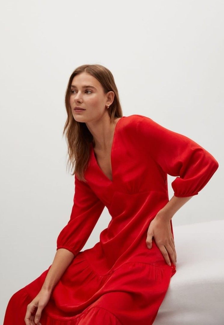 MANGO Red dress, Women's Fashion, Dresses & Sets, Dresses on Carousell