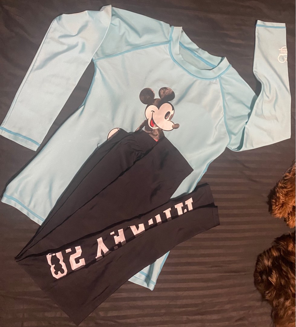 Mickey mouse Rash guard set, Women's Fashion, Swimwear, Rash guard on ...