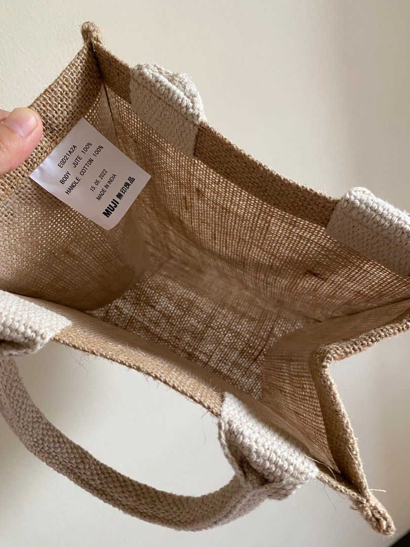 Muji Mini Jute Expandable Tote Bag, Women's Fashion, Bags & Wallets ...
