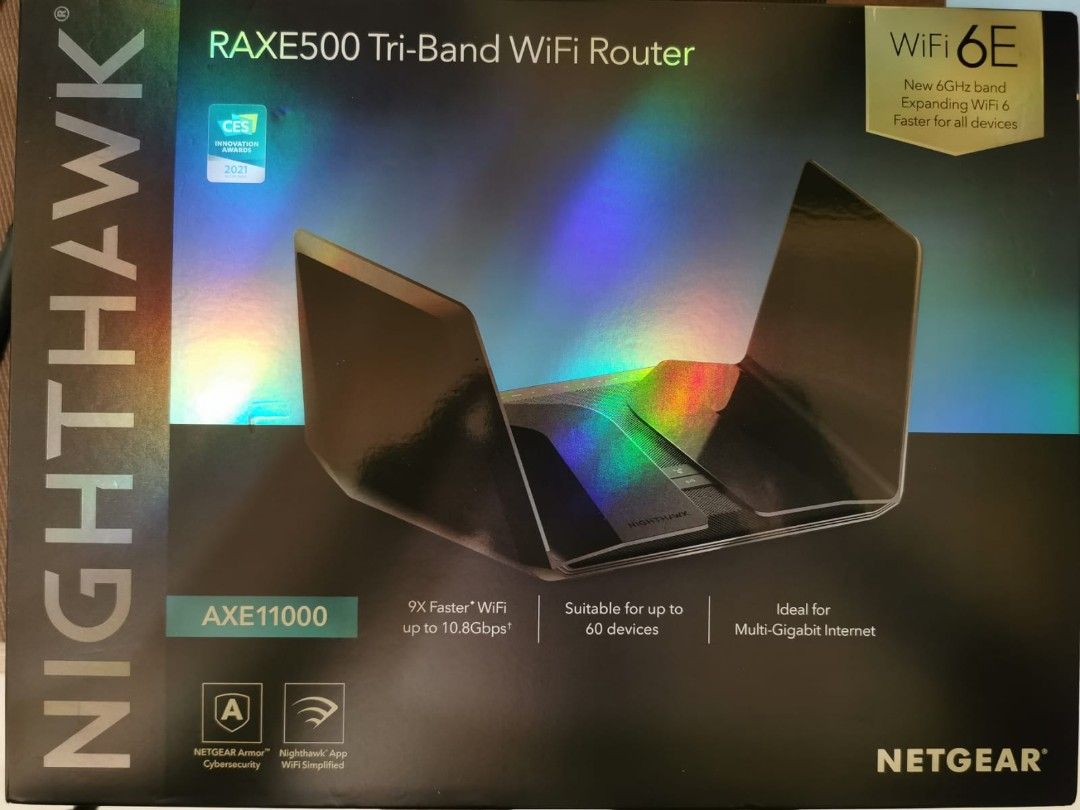 NIGHTHAWK AXE11000 Tri-Band Wifi 6E Router (RAXE500), 電腦＆科技, 電腦周邊及配件 ...