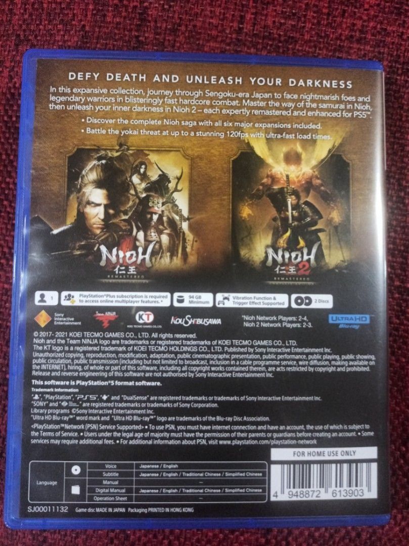 Nioh collection . NIOH 2 ps5 disc and Nioh PS4 disc with Nioh ...