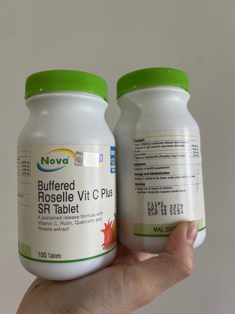 Nova buffered roselle vitamin C plus SR tablets 100s exp 2025, Health ...