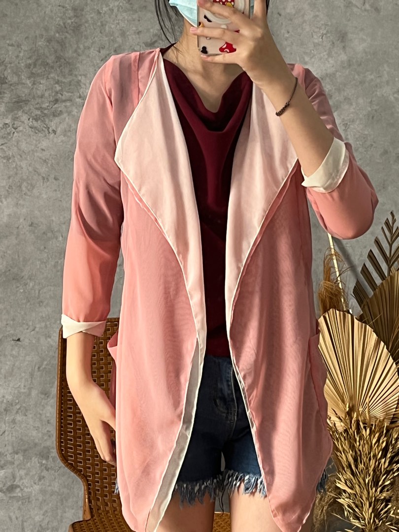 Outer wanita transparan bisa 2 warna bolak balik, Fesyen Wanita ...