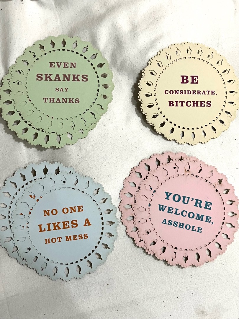 Party Coasters with cute statements, Hobbies & Toys, Stationary & Craft ...