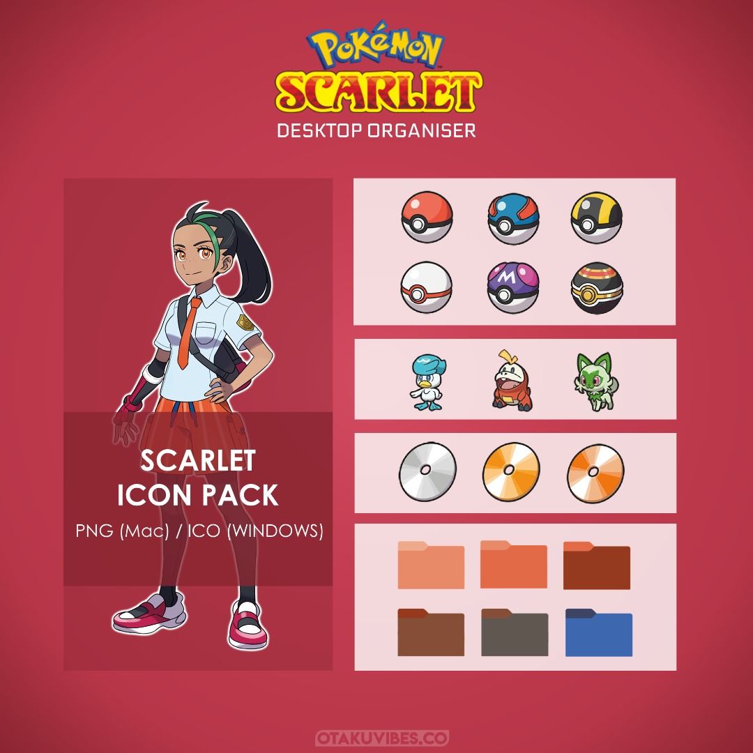 Pokemon Scarlet Desktop Organizer Wallpaper Bundle with 2023 Calendar ...