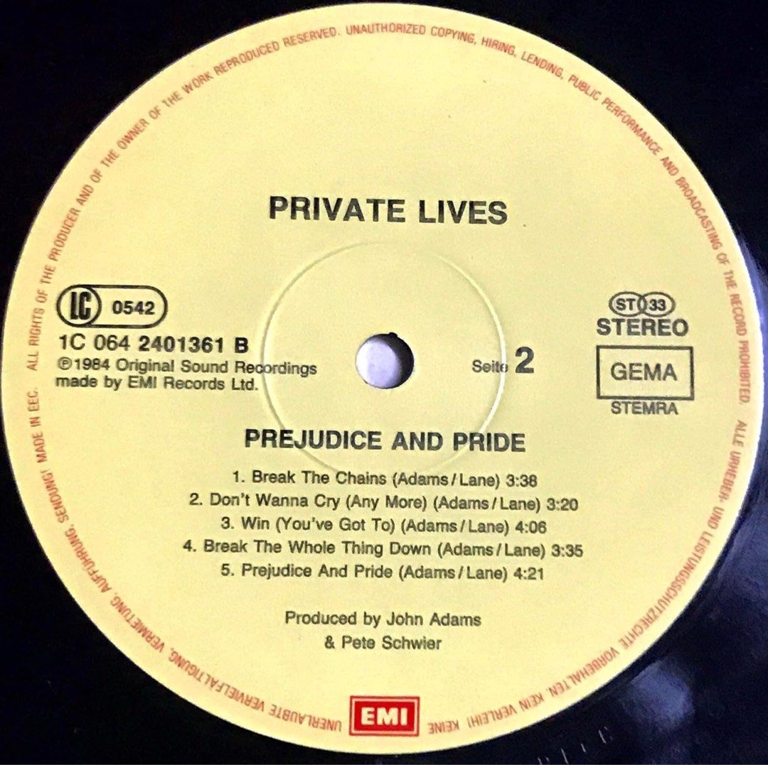 PRIVATE LIVES - PREJUDICE AND PRIDE LP NEW WAVE, Hobbies & Toys, Music ...