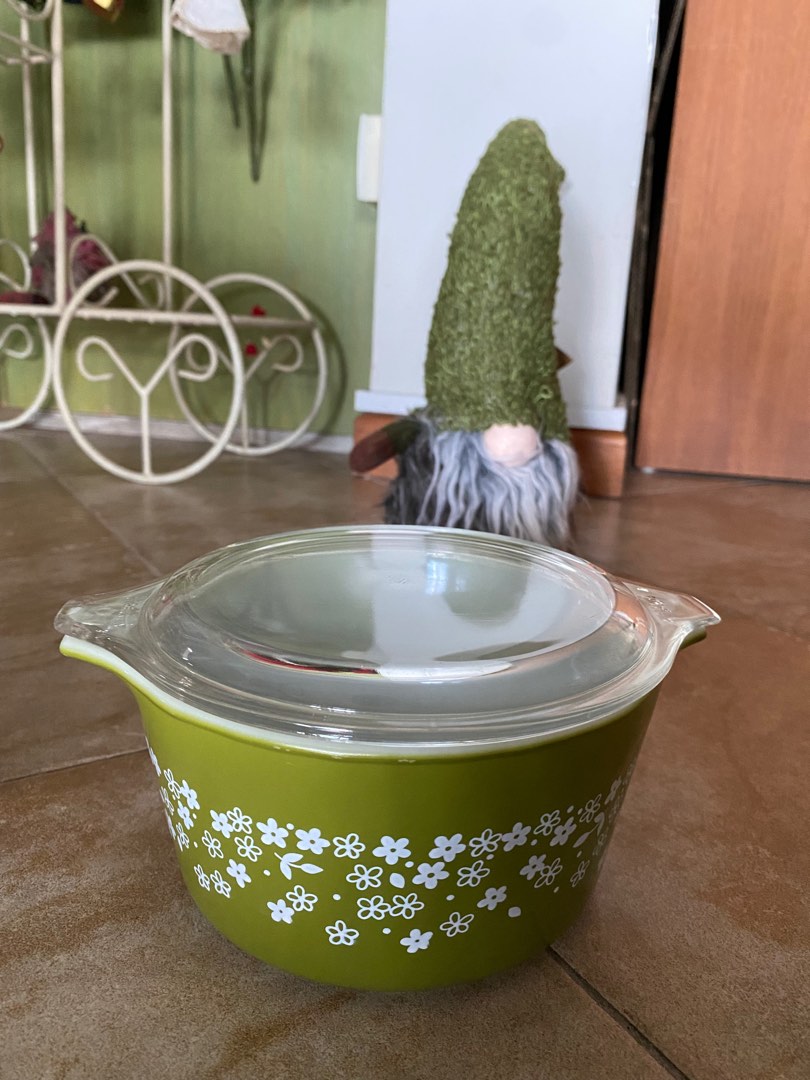 Pyrex Spring Blossom Vintage 1970s Avocado Green & White Crazy Daisy 1 ...