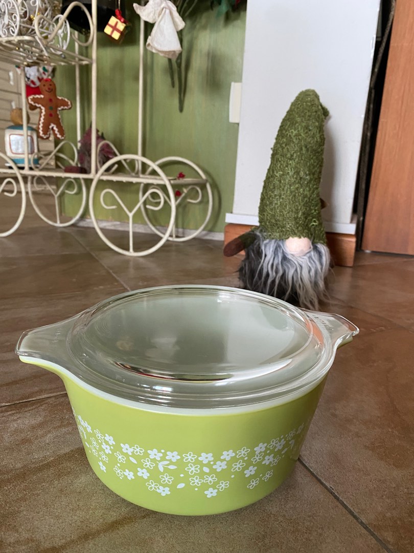 Pyrex Spring Blossom Vintage 1970s Lime Green & White Crazy Daisy 1.5 ...