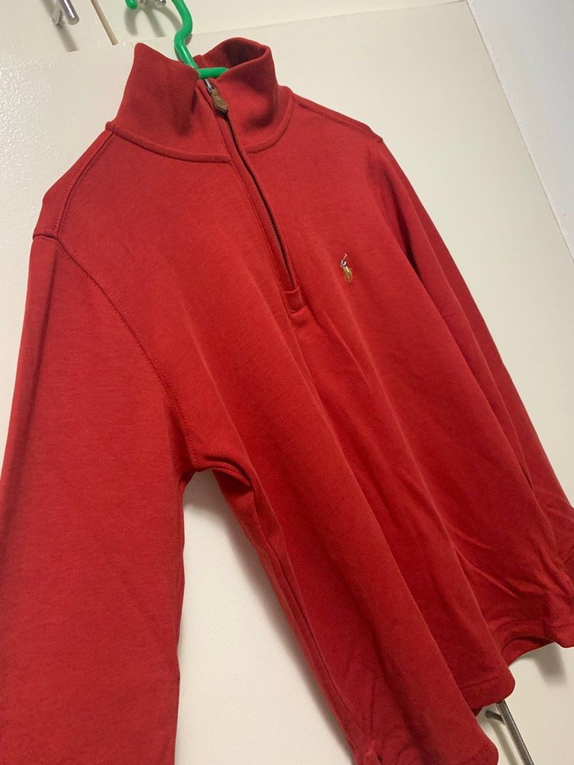 RALPH LAUREN RED HALF - ZIP SWEATER, Women's Fashion, Tops, Longsleeves ...