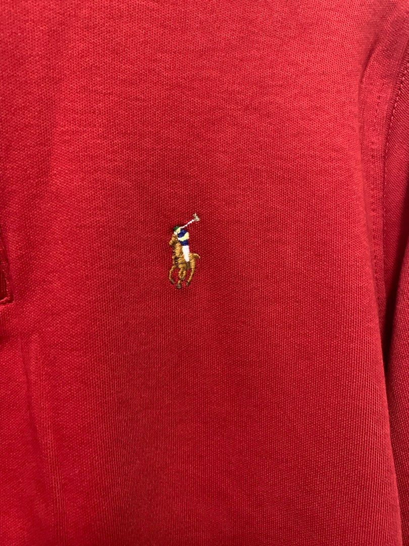 RALPH LAUREN RED HALF - ZIP SWEATER, Women's Fashion, Tops, Longsleeves ...