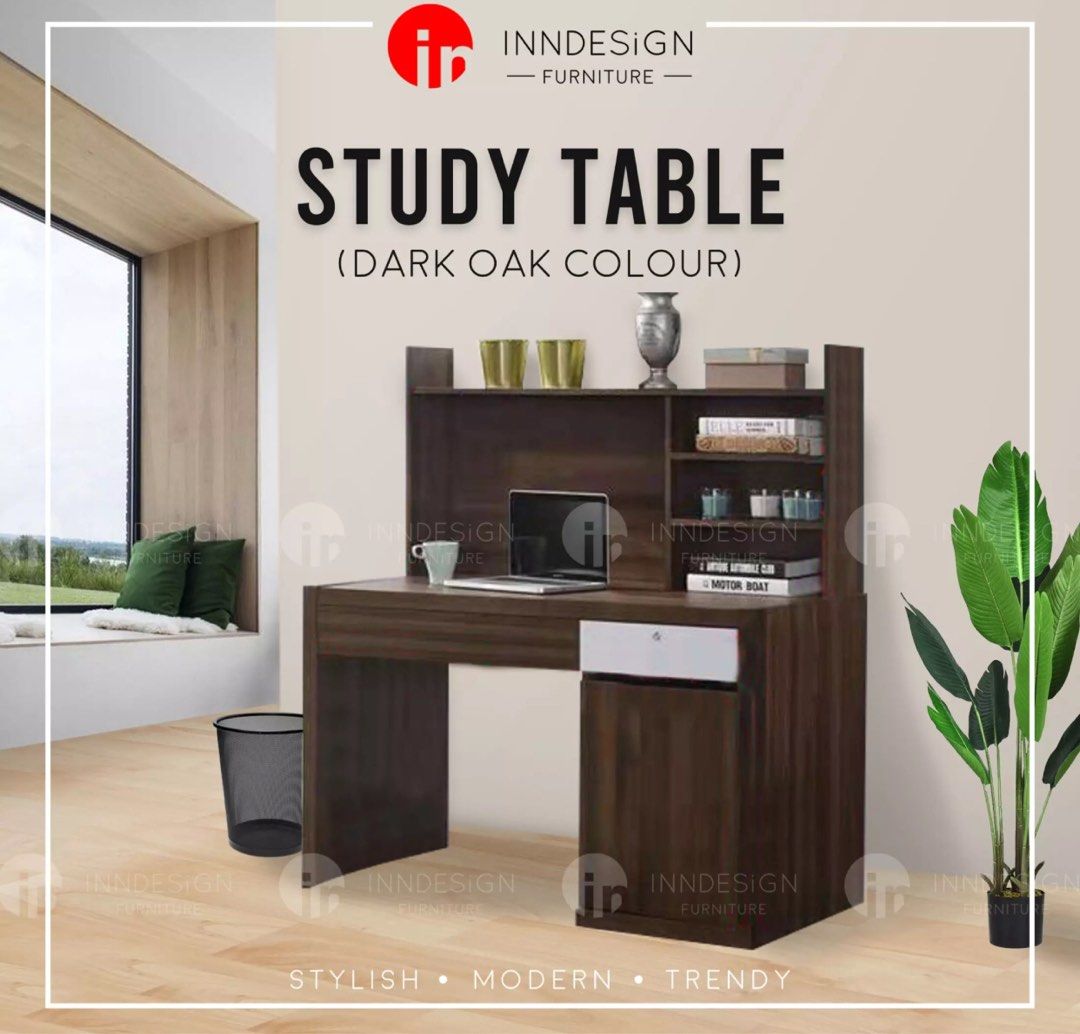[READY STOCK] Monica 4ft Study Table With Top Shelf ( Free Delivery and ...