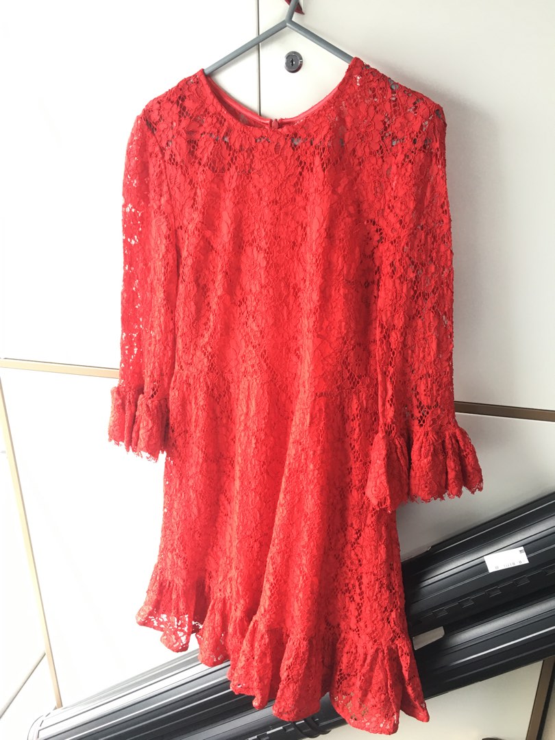 Romantic Red Dress in Lace, Women's Fashion, Dresses & Sets, Dresses on ...