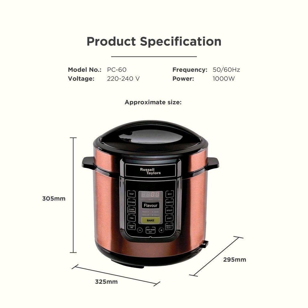 Russell Taylor Electric Pressure Cooker, TV & Home Appliances, Kitchen ...