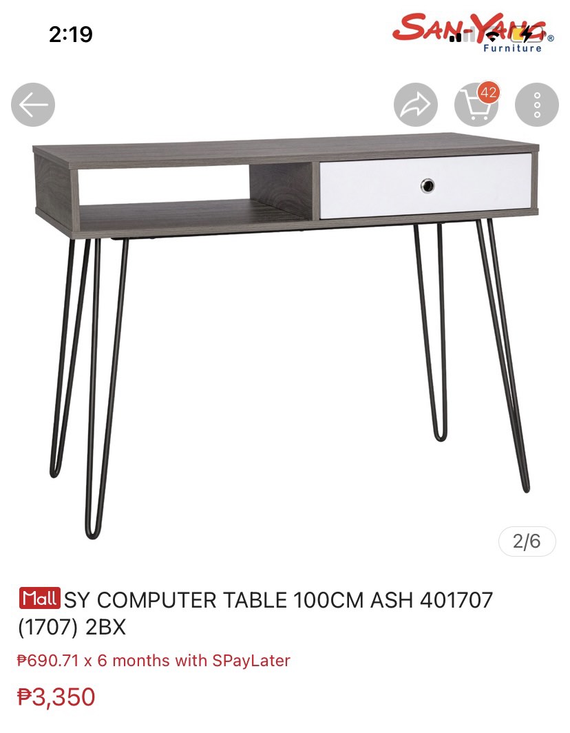 Sanyang Sy computer / study table 100cm ash, Furniture & Home Living ...