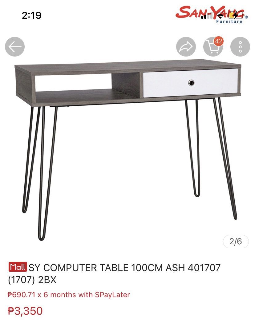 Sanyang Sy computer table 100cm ash, Furniture & Home Living, Furniture ...