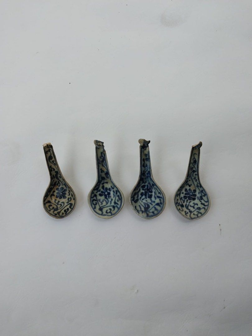 Sendok porselen antik vintage Chinese soup spoon shipwreck 4 pcs, Antik ...